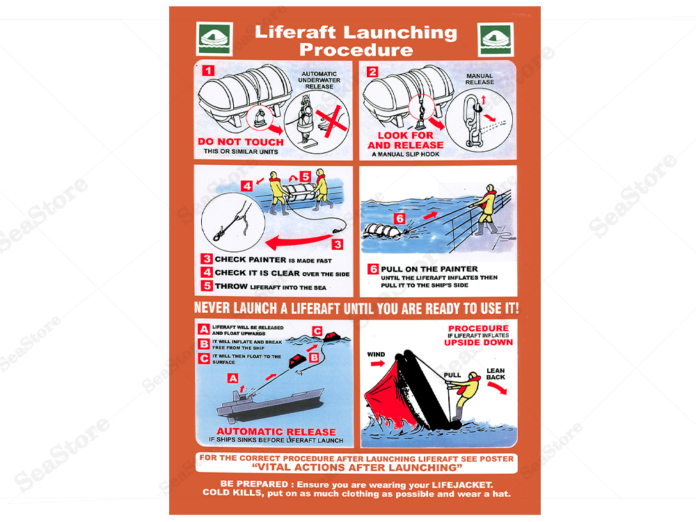 Sticker for 'Inflatable Liferaft Launching' | Sea Store